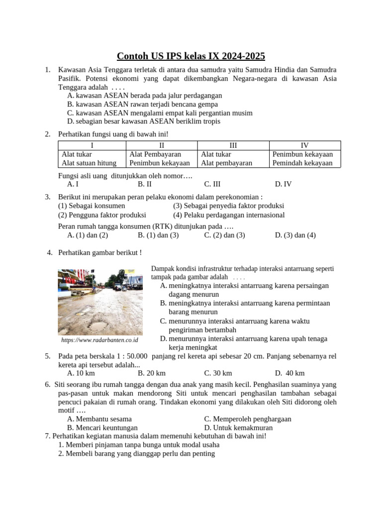 Contoh Soal IPS Kelas IX 2024-2025 | PDF