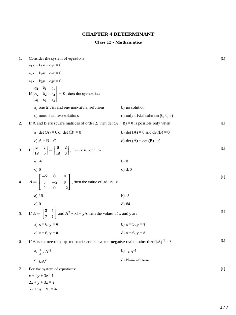 Solving |6+5y|=18 in Determinants | PDF | Algebra | Linear Algebra