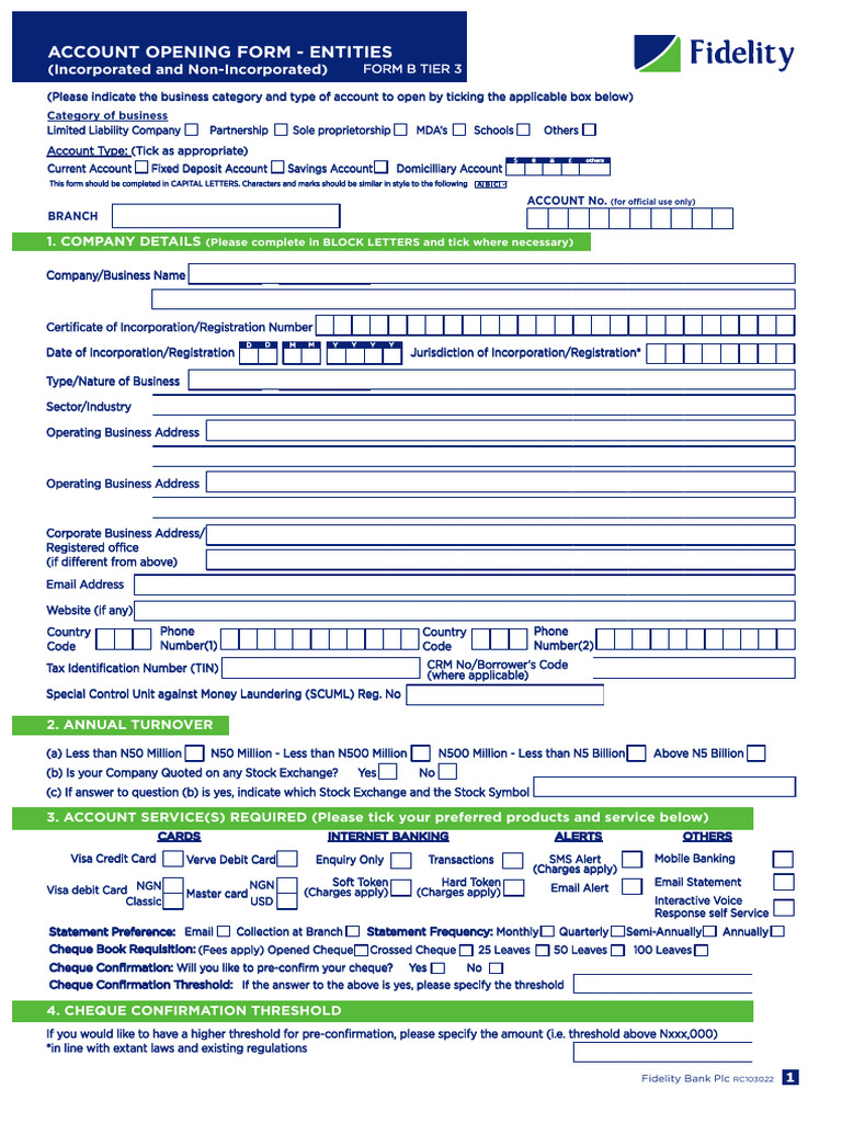 Corporate Account Opening Form | PDF | Banks | Identity Document