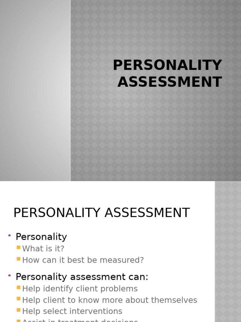Personality Assessment | PDF | Validity (Statistics) | Human Development