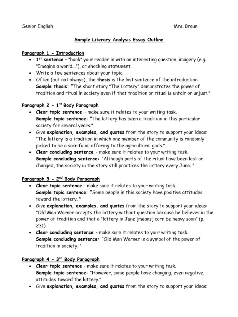 Literary Analysis Essay Structure | PDF | Essays | Paragraph
