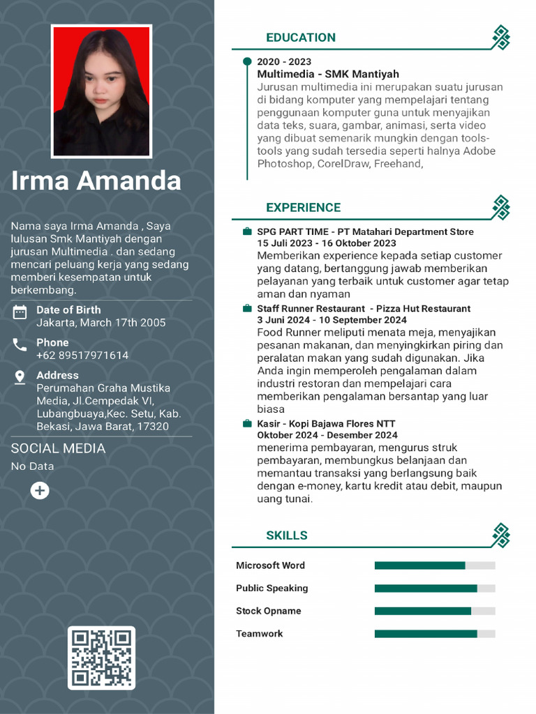 CV Irma Amanda | PDF