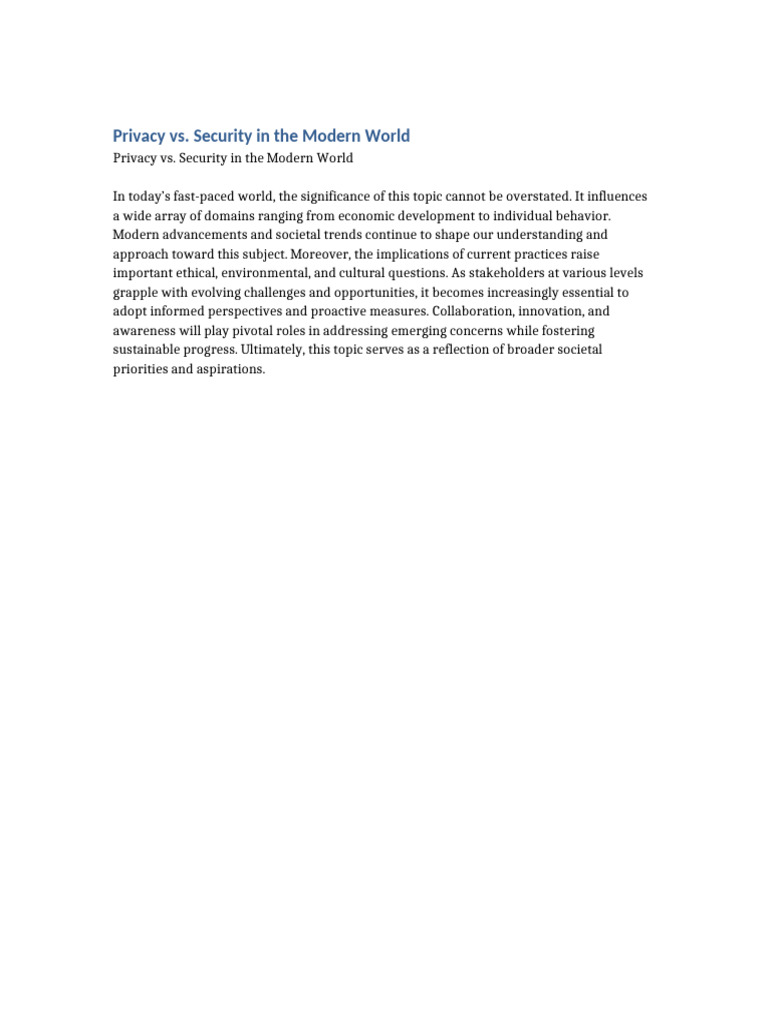 Privacy Vs Security In The Modern World Pdf
