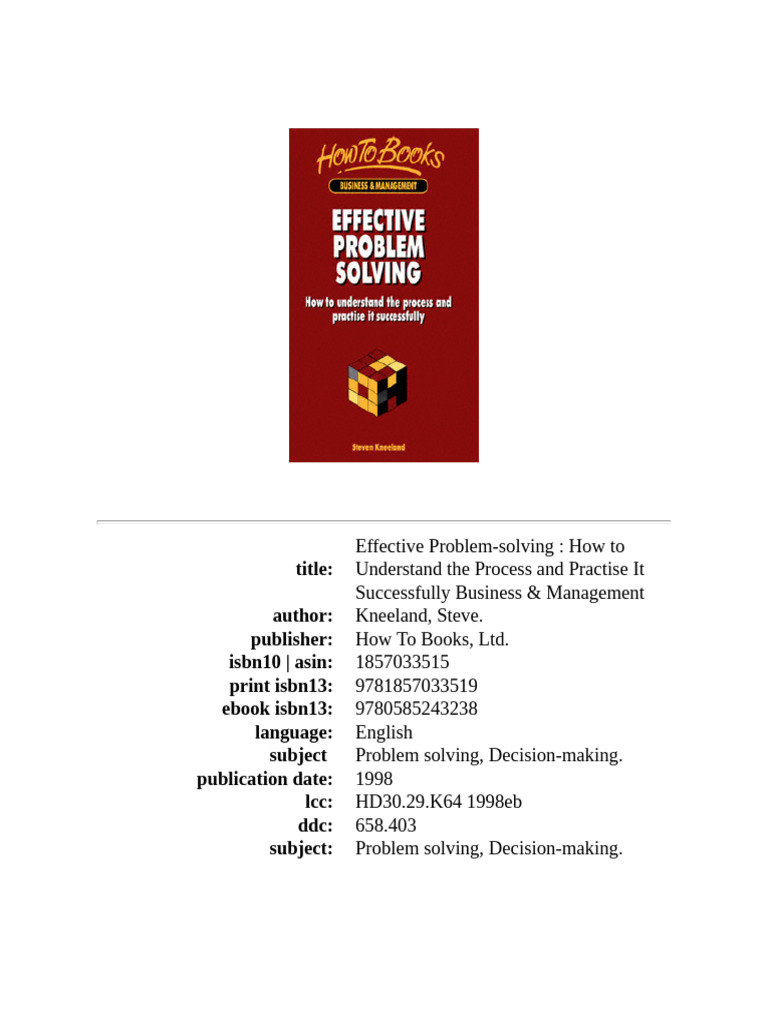 Effective Problem-Solving How to Understand the Process and Practice It ...
