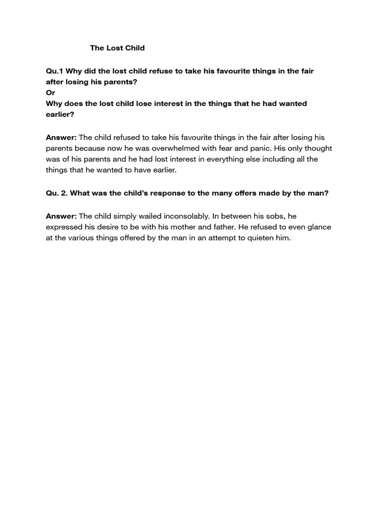 Lost Child's Despair in the Fair | PDF