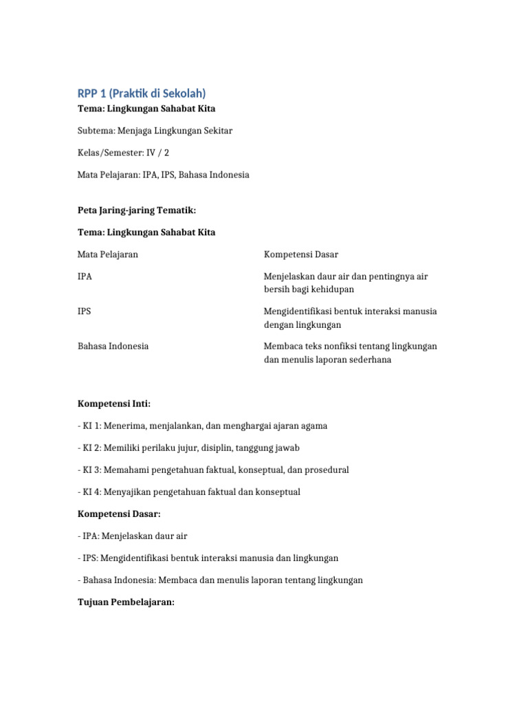 Contoh RPP Pembelajaran Terpadu | PDF