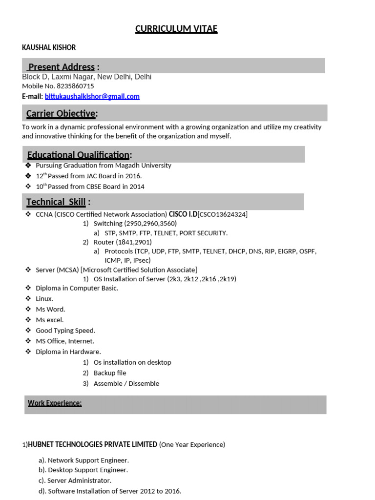 K K CURRICULUM VITAE Kaushal New | PDF