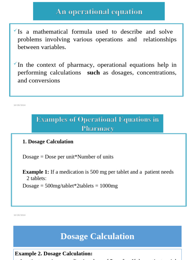 An operational equation | PDF | Dose (Biochemistry) | Chemistry