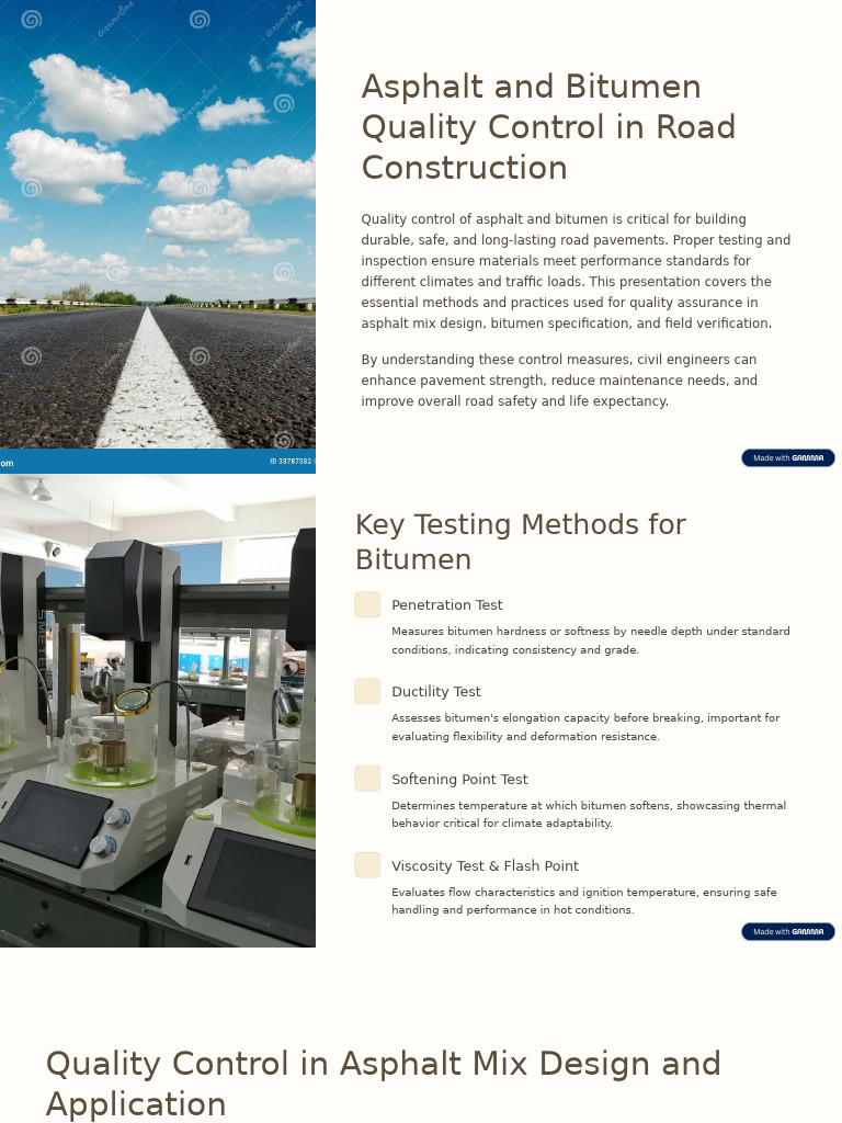 Asphalt and Bitumen Quality Control in Road Construction | PDF | Road ...