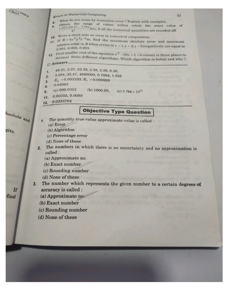Numerical Analysis MCQ | PDF
