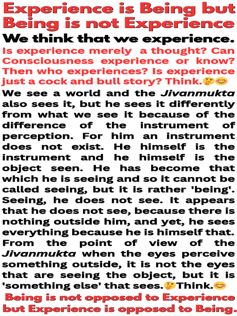 Being Is Not Opposed To Experience But Experience Is Opposed To Being | PDF