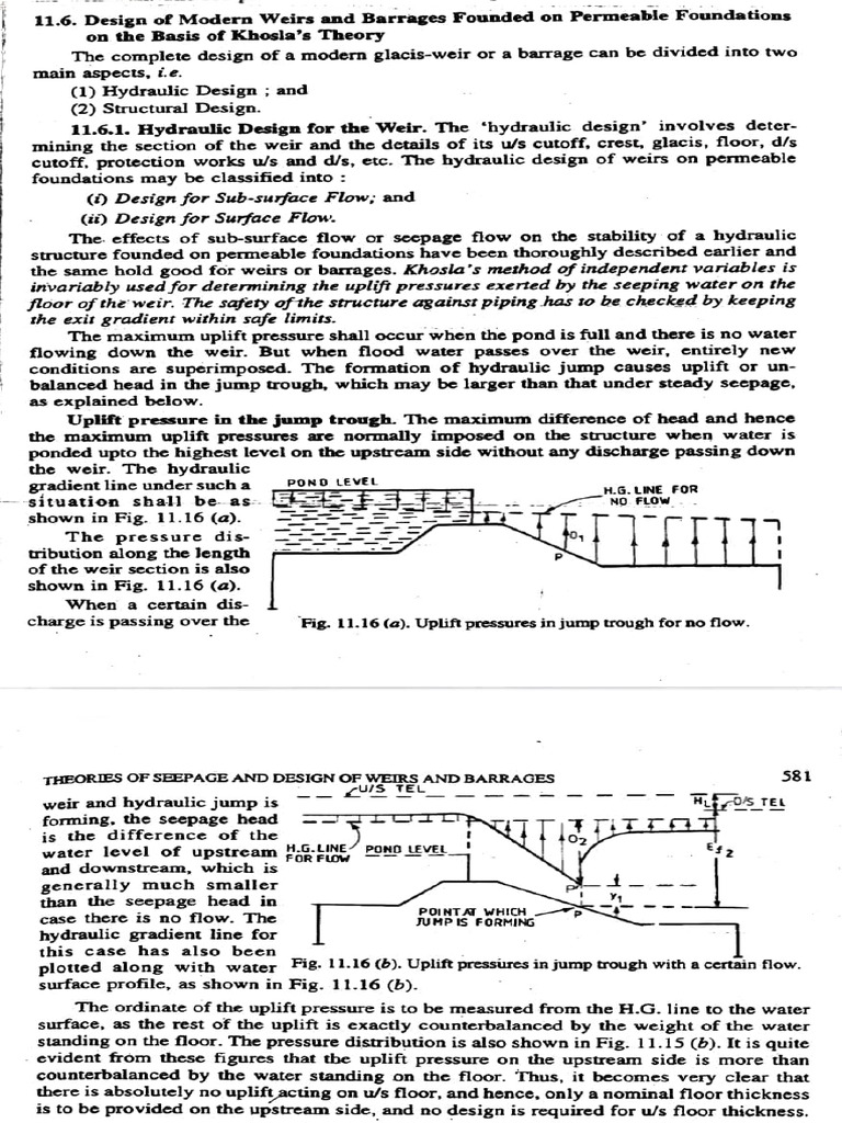 Design of Weirs on Permeable Foundations | PDF | River | Soil Mechanics