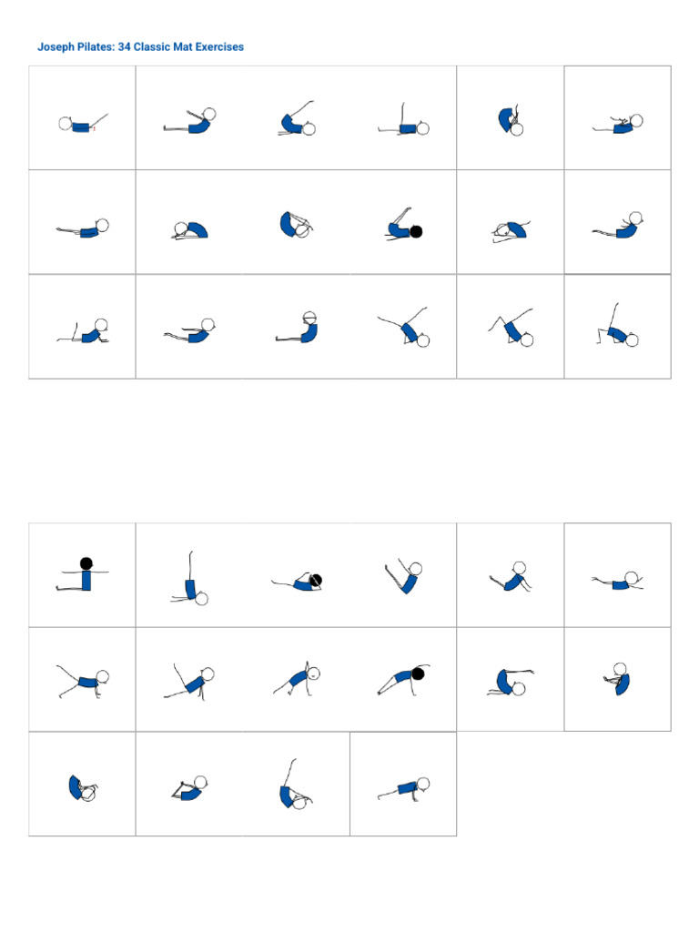 Joseph Pilates - 34 Classic Mat Exercises - Shortversion | PDF