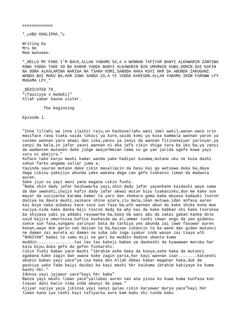 ABU KHALIPA by (Mrs BB) | PDF