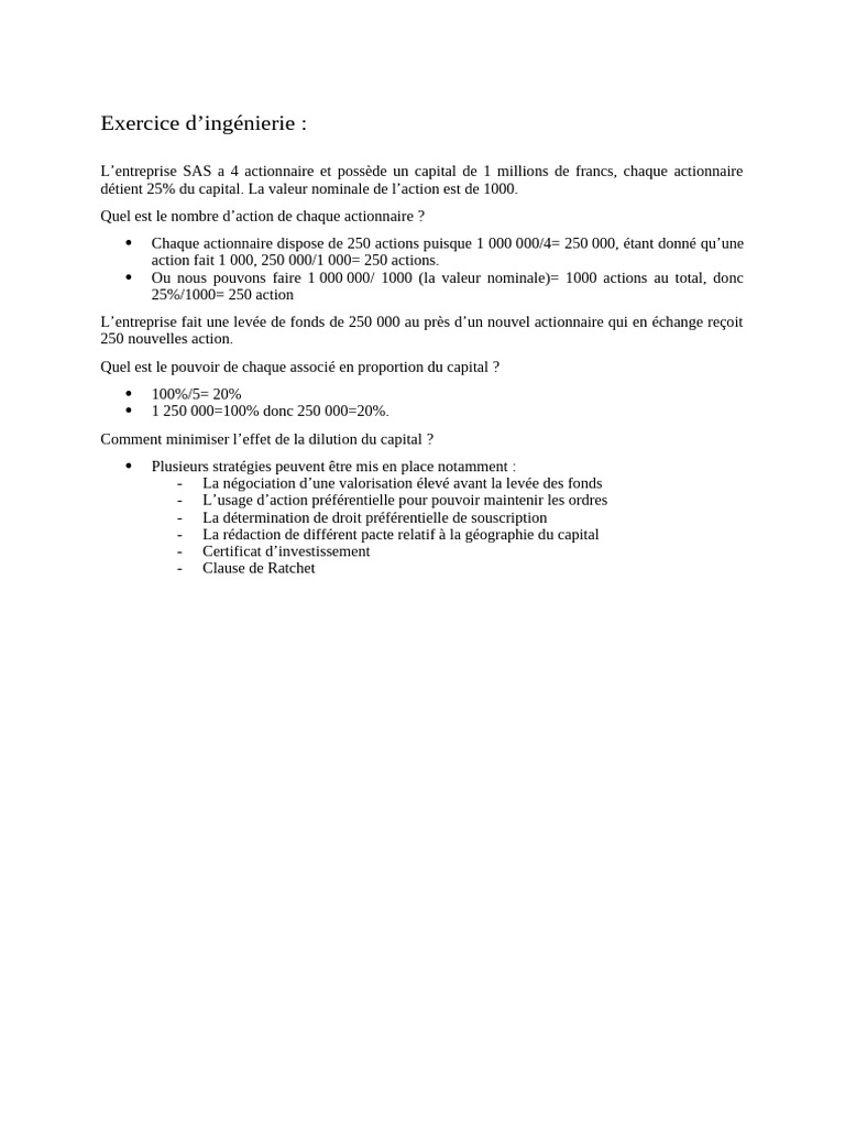Répartition des actions et dilution du capital | PDF