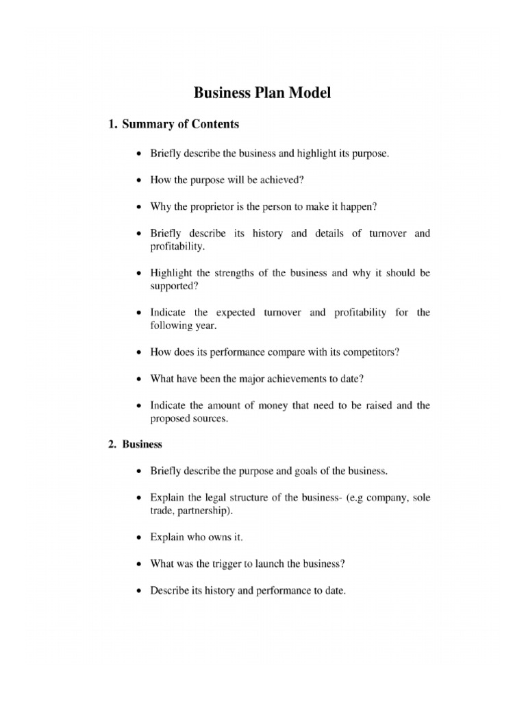 Business Plan Model - Free Business Plan ModelForms | PDF
