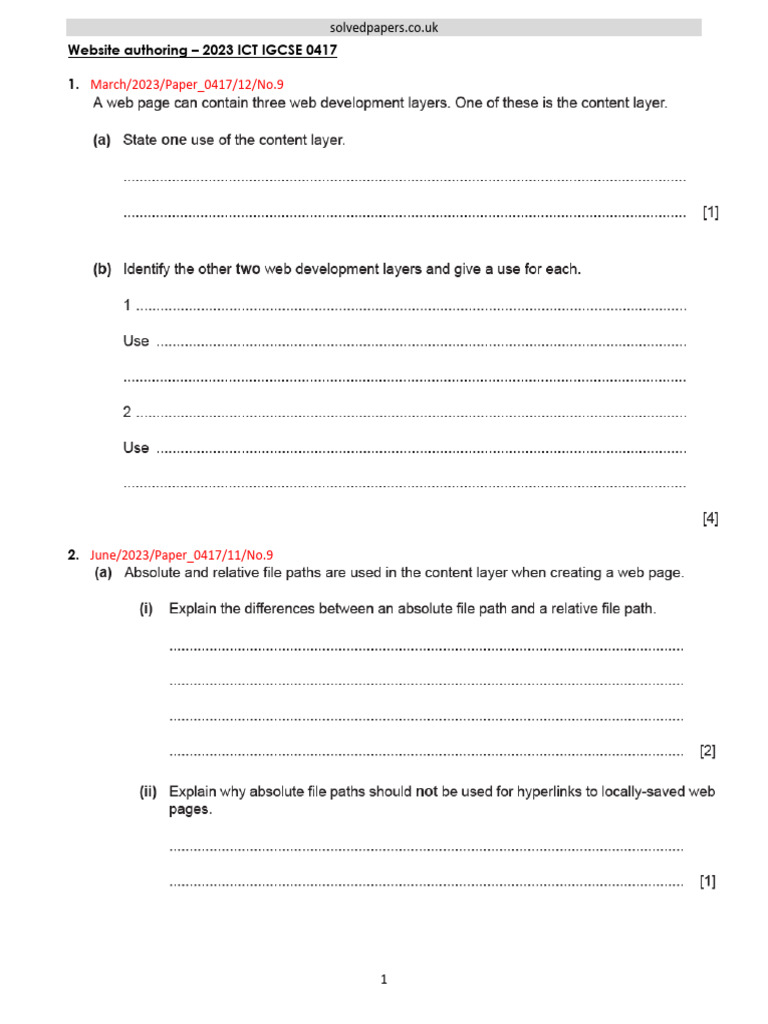 2023-Website-authoring-IGCSE-ICT-0417 | PDF