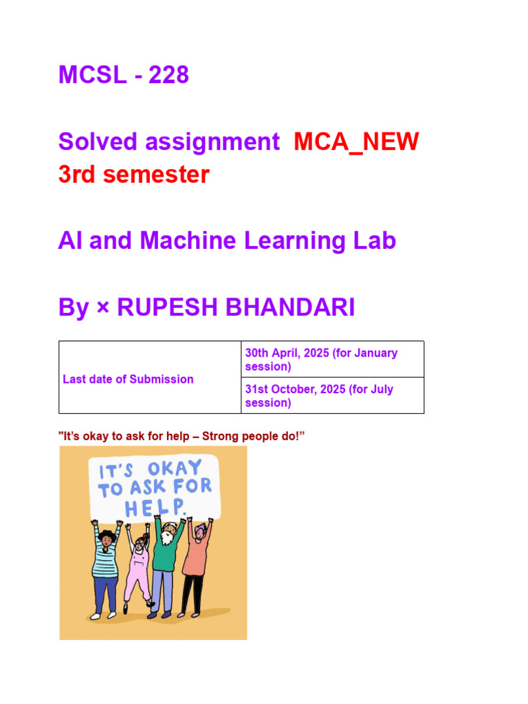 MCSL - 228 Solved Assignment | PDF | Machine Learning | Artificial Intelligence