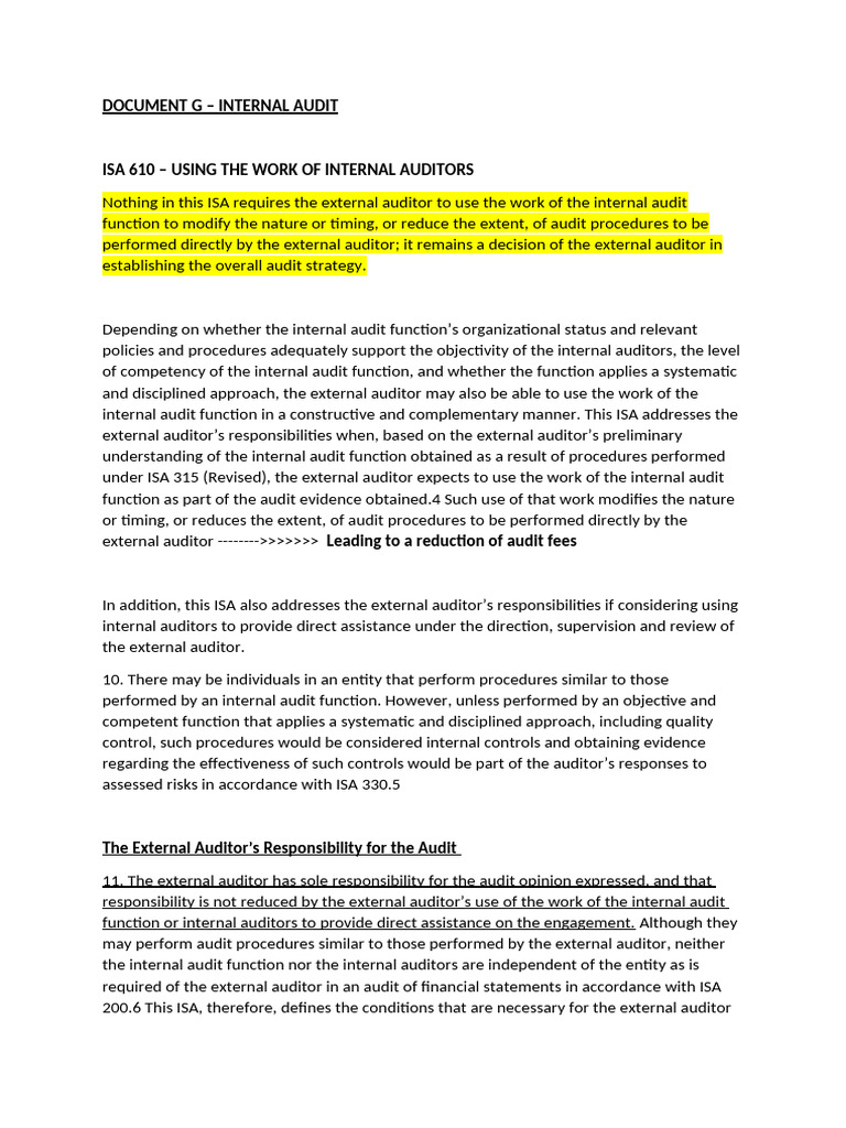 Using Internal Auditors in External Audits | PDF | Internal Audit | Audit