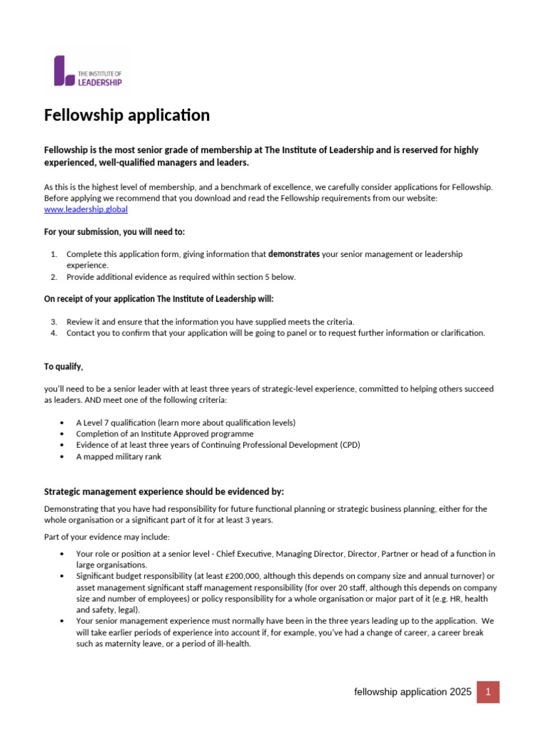 Fellowship Application 2025 | PDF | Business