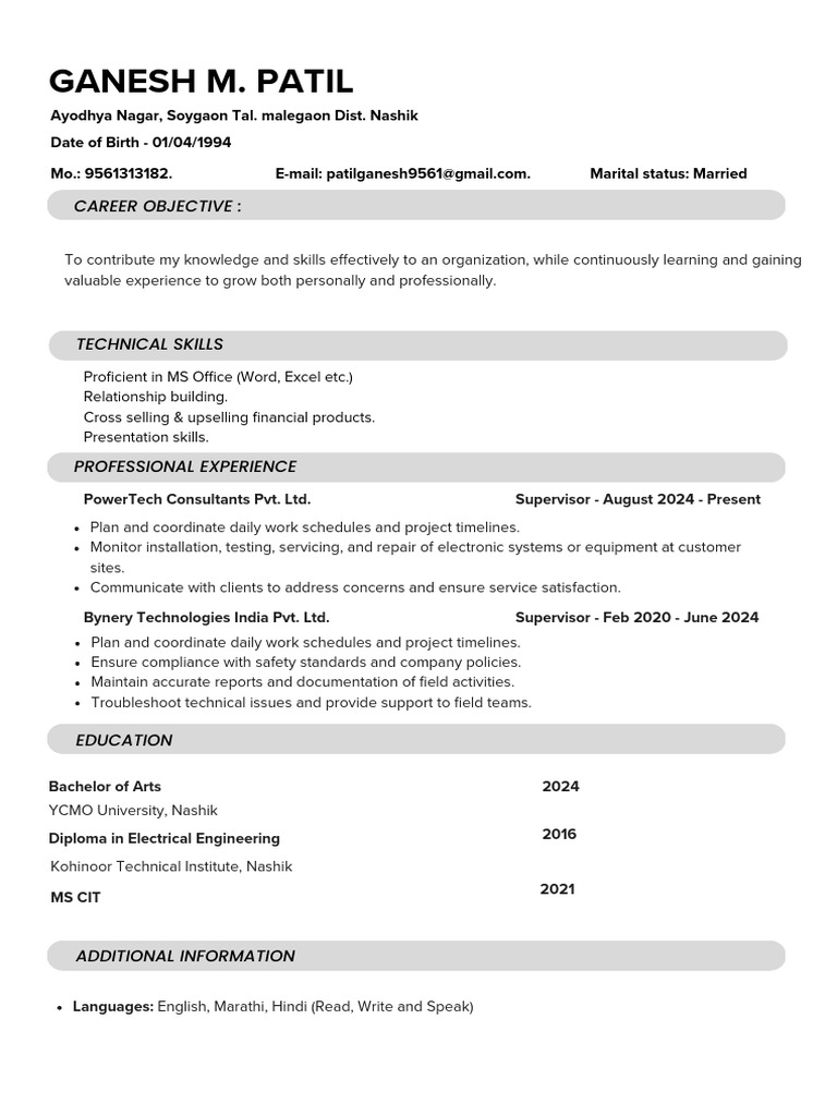 Ganesh Patil Resume | PDF