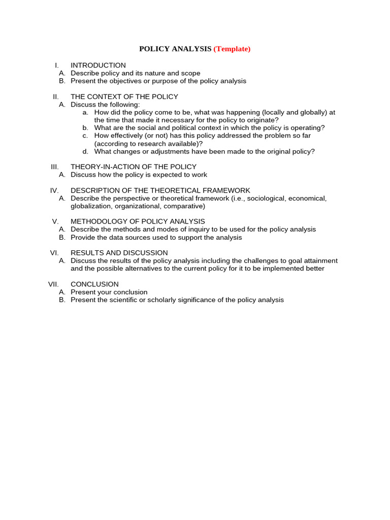 POLICY ANALYSIS (Template) | PDF