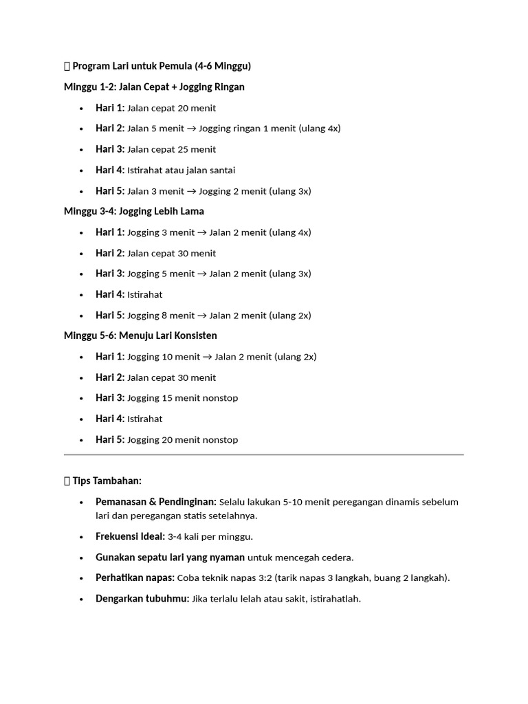 ? Program Lari Untuk Pemula | PDF