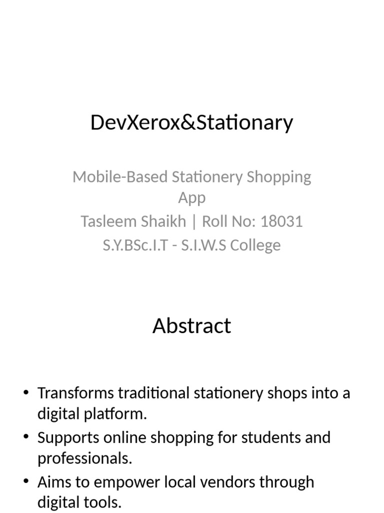 DevXeroxStationary Presentation | PDF | Computer Programming | Systems Engineering