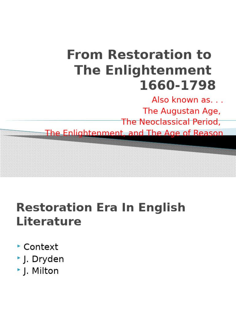 From Restoration To Enlightenment | PDF | Gulliver's Travels | John Milton