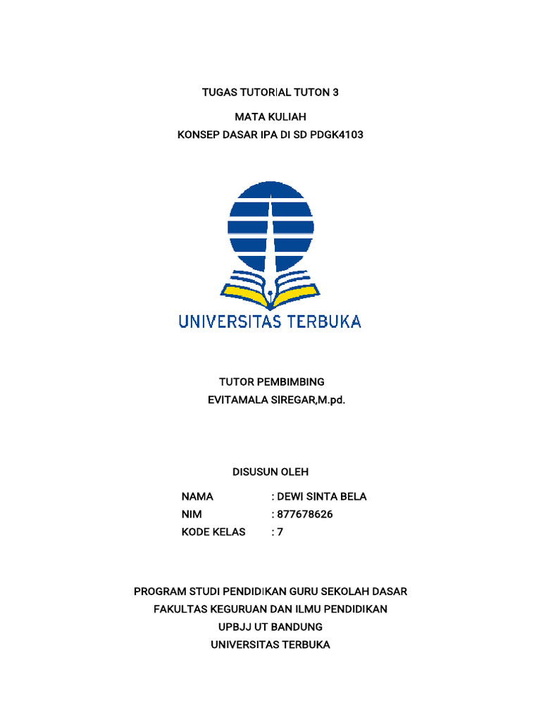 Tugas 3 Konsep Dasar Ipa Di SD Pdgk4103 | PDF