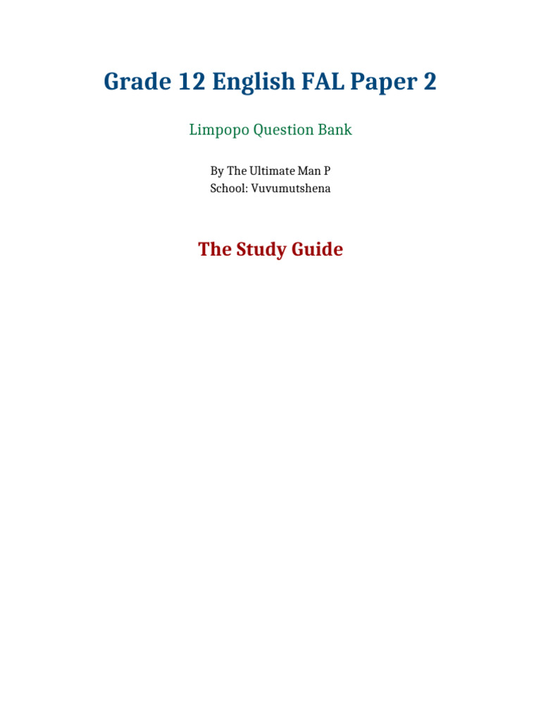 Grade12 English StudyGuide Poem1 FULL | PDF | Poetry