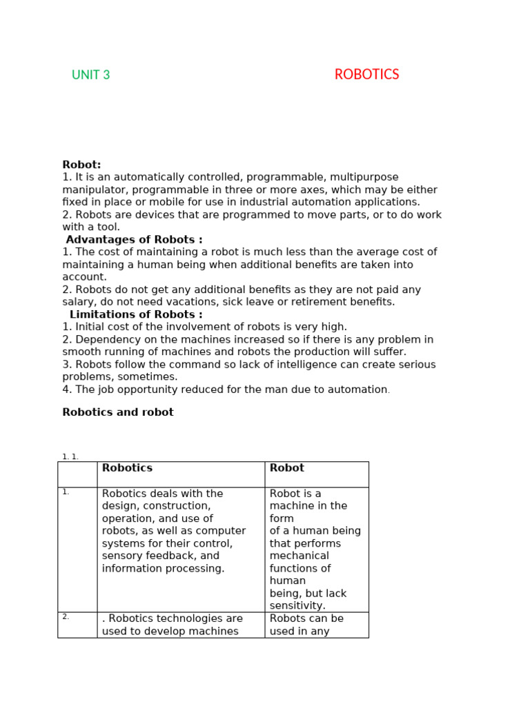 Overview Of Robotics And Automation Pdf Servomechanism Robot