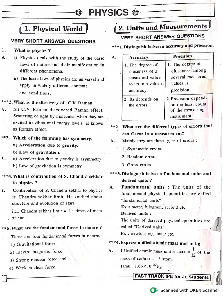 Fast Track Phy 1year | PDF