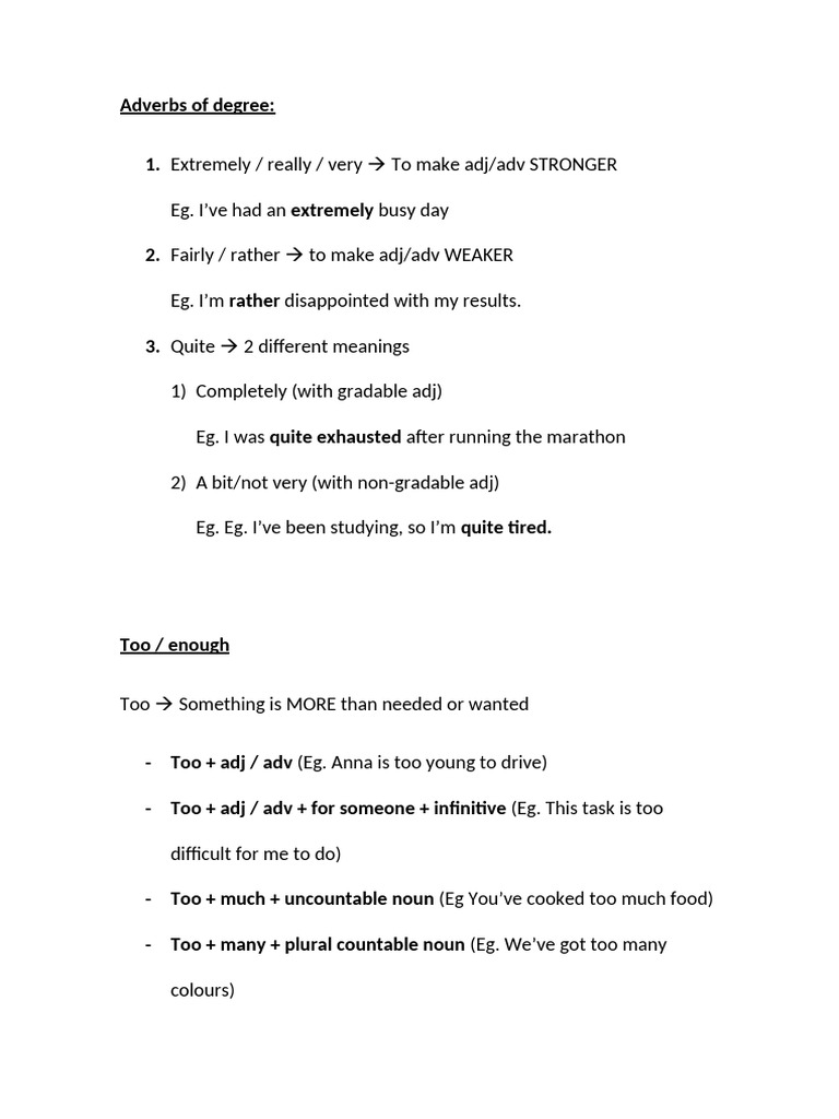Understanding Adverbs of Degree | PDF
