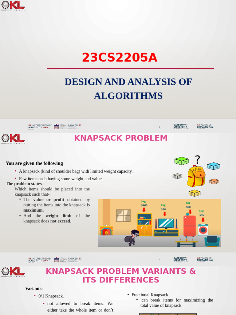21 Knapsack Problem | PDF | Theoretical Computer Science | Mathematics Of Computing