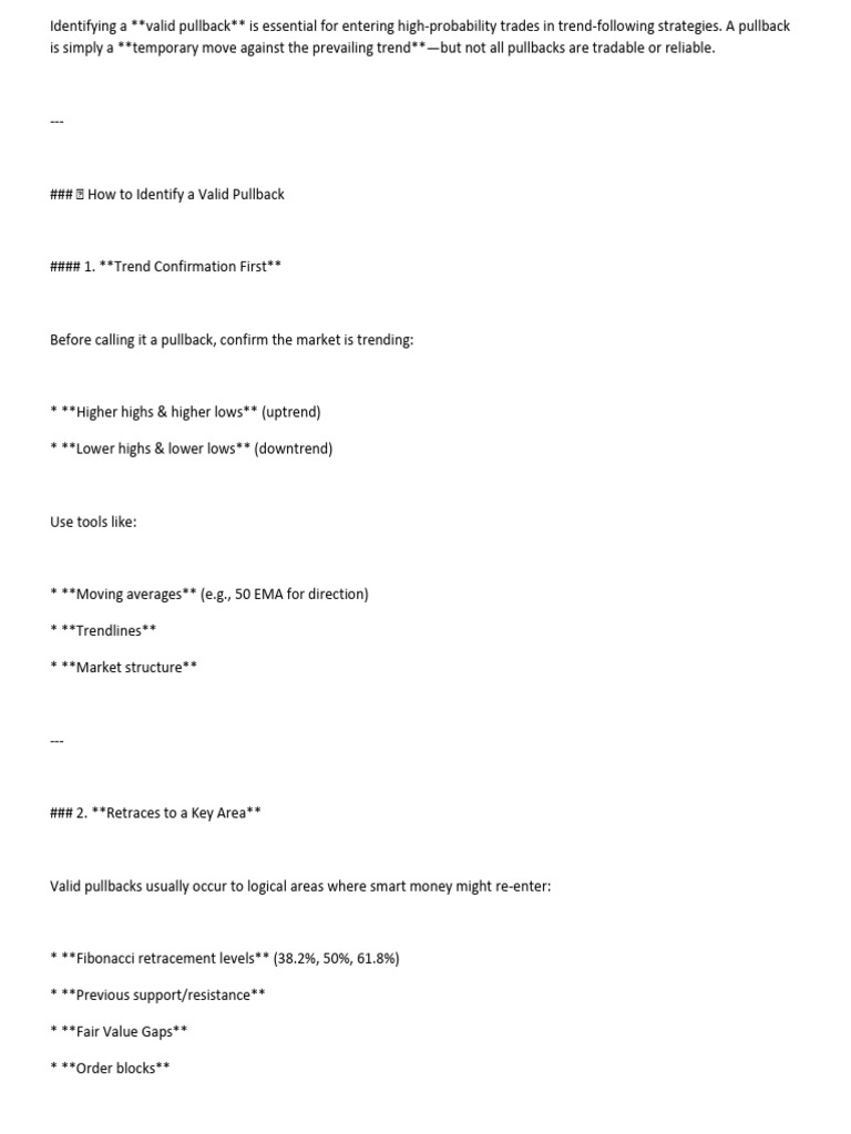 How To Identify Valid Pull Back | PDF