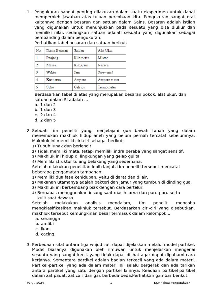 Latihan Soal Psaj Ipa 2425 | PDF