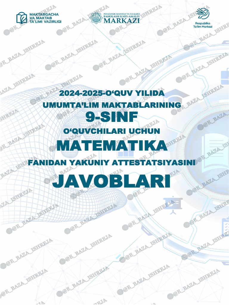 9 Sinf Matematika 2024 2025 Imtihon Javoblari | PDF