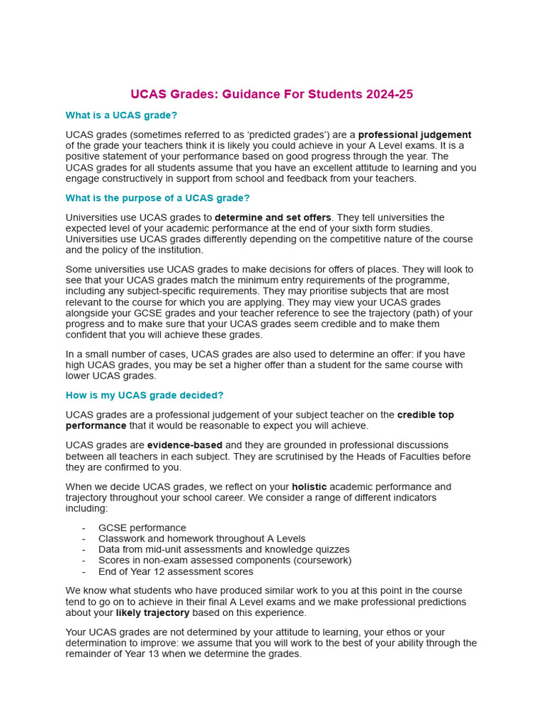 UCAS Grades Guidance Notes 2024 | PDF | Cognition