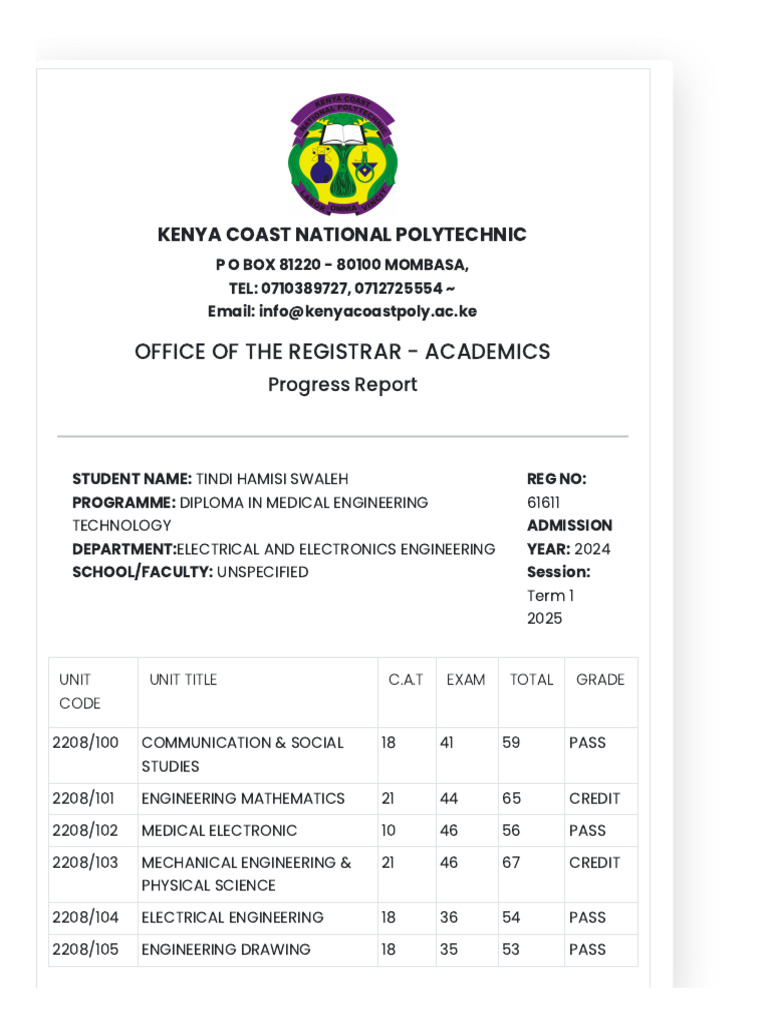 Kenya Coast National Polytechnic | PDF | Engineering | Educational Stages