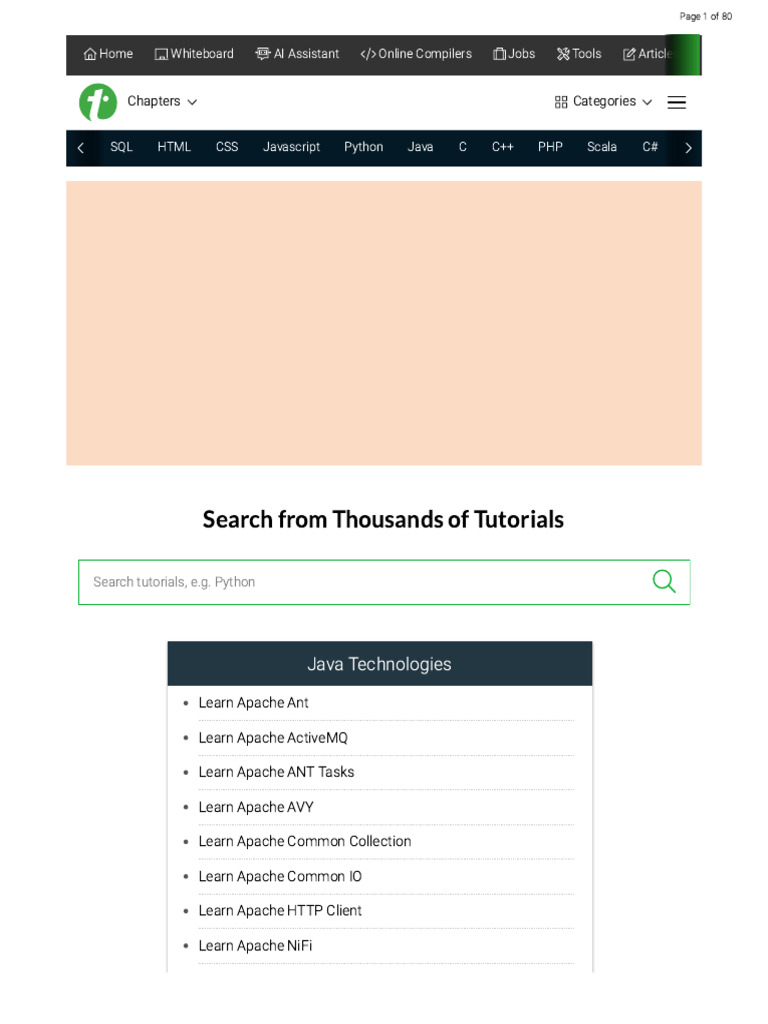 Quality Tutorials, Video Courses, and Ebooks - TutorialsPoint | PDF | Java (Programming Language ...