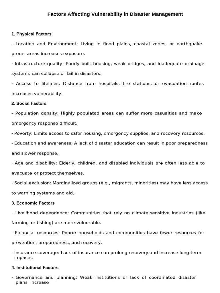 Vulnerability in Disaster Management | PDF