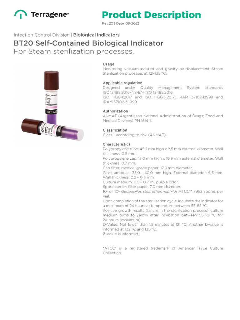 Product Description - BT20 Rev.20 | PDF