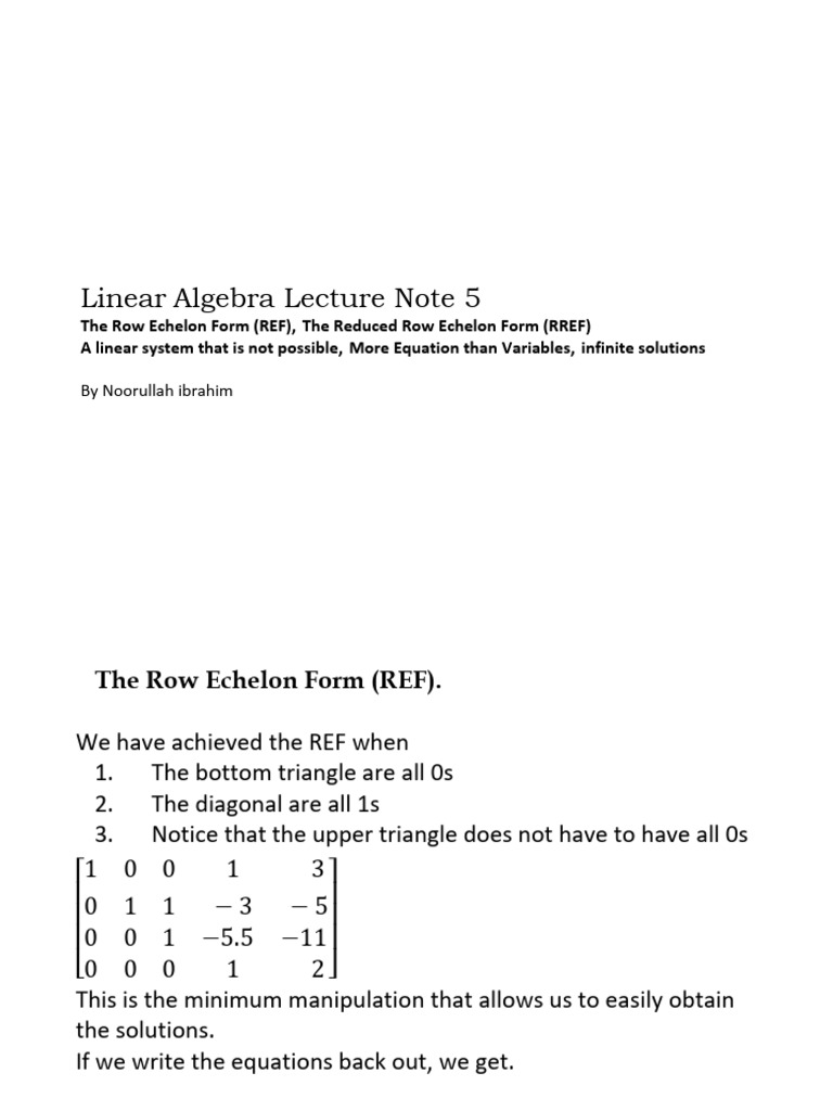 LinearAlgebra Lecture Note-5 2114 5 | PDF | Matrix (Mathematics) | Mathematical Concepts