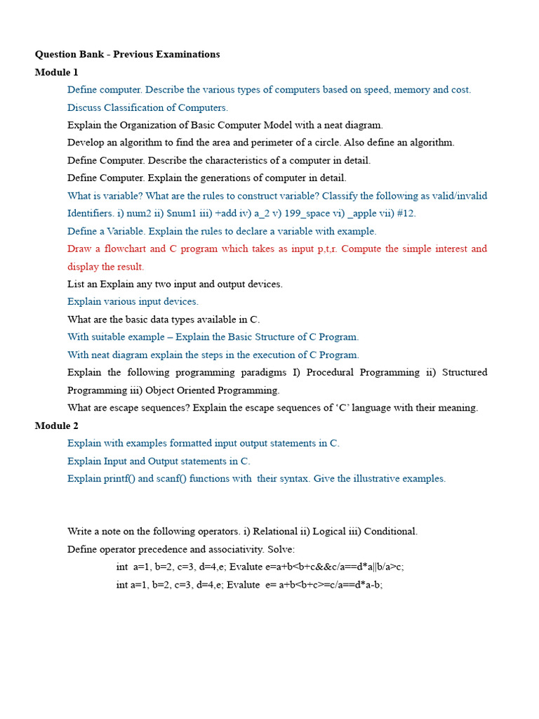 Updated Question Bank - BPOPS103 ATME | PDF | Computer Program | Programming