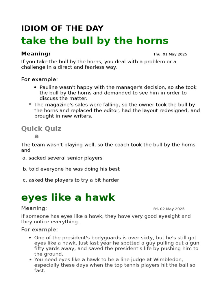 Idiom of The Day | PDF