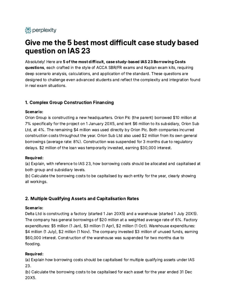 Difficult IAS 23 Borrowing Costs Cases | PDF | Interest | Business