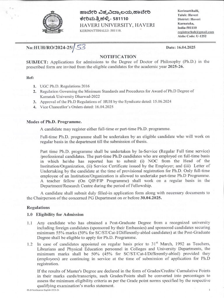 PH.D Notification 2025-26 Final | PDF | Justice | Crime & Violence