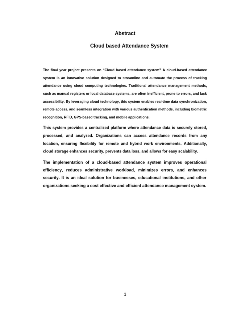 Attendance System Report | PDF | Cloud Computing | Software As A Service