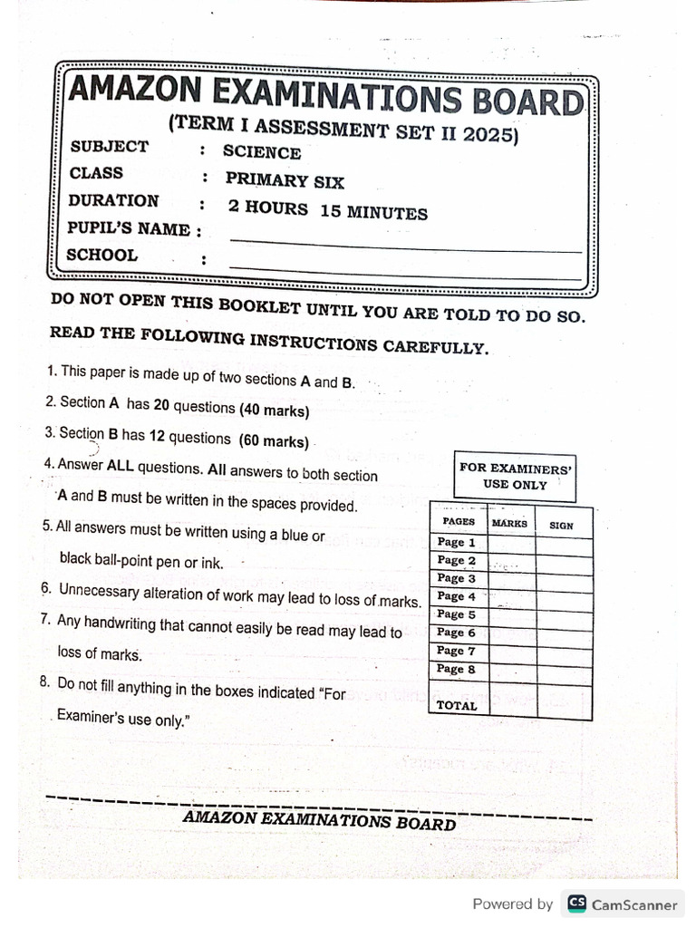 Science p6 EOT 1 | PDF